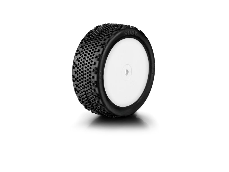 HUDY 854201-S 1/10 Pre-Glued Front Tyre for 1/10 4WD, Soft Compound